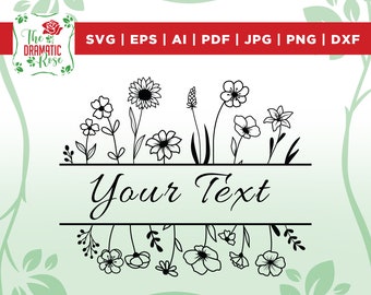 Split Floral Frame Svg, Floral Monogram Border, Floral Border Svg ...