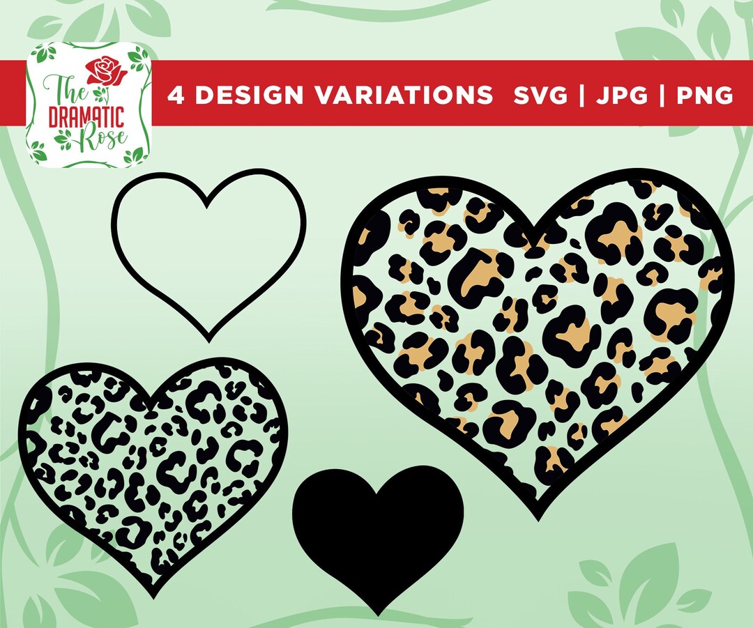 Heart Svg, Heart Clipart, Love Svg, Valentine's Day Heart Svg, Leopard ...
