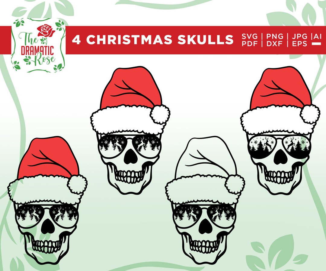 Skull Svg, Christmas Skull Svg, Merry Christmas, Scary Skull Svg, Funny ...