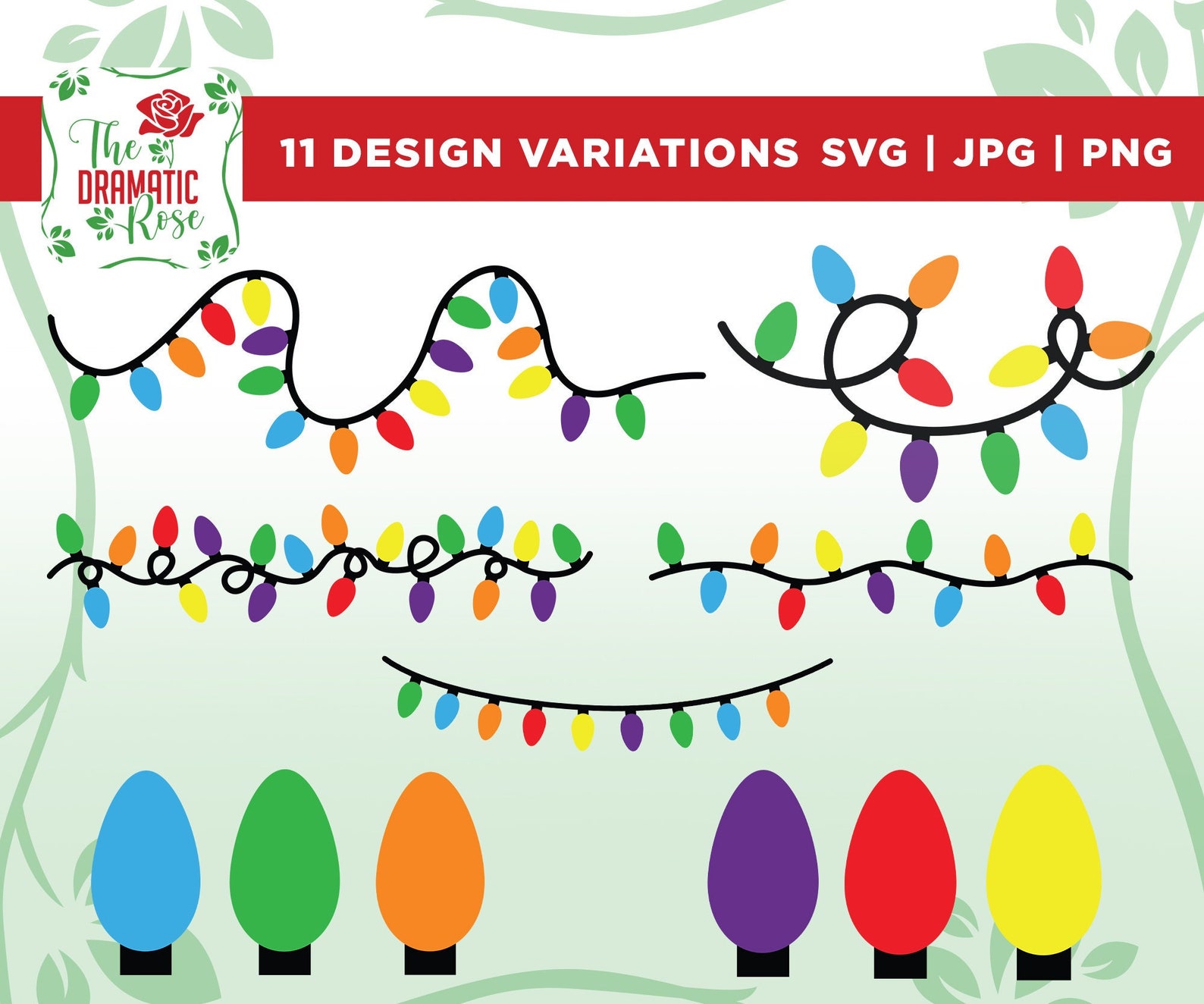 Christmas Lights Svg, Lights Svg, Bulb Svg, Seamless, Tiling, Merry ...
