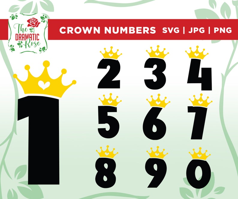 Crown Number Svg, Crown Number Vector, Numbers Svg, Crown Number, Cut ...