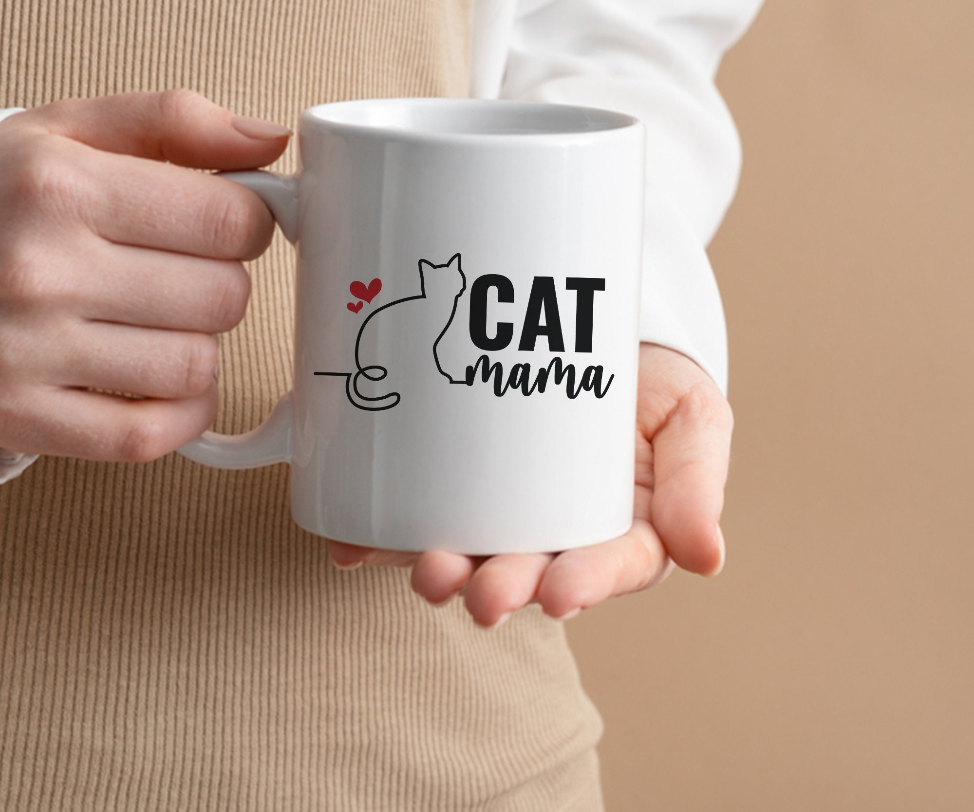 Cat Mama Svg, Cat Mom Svg, Cat Svg, Cat Outline Svg, Shirt, Mug Design ...