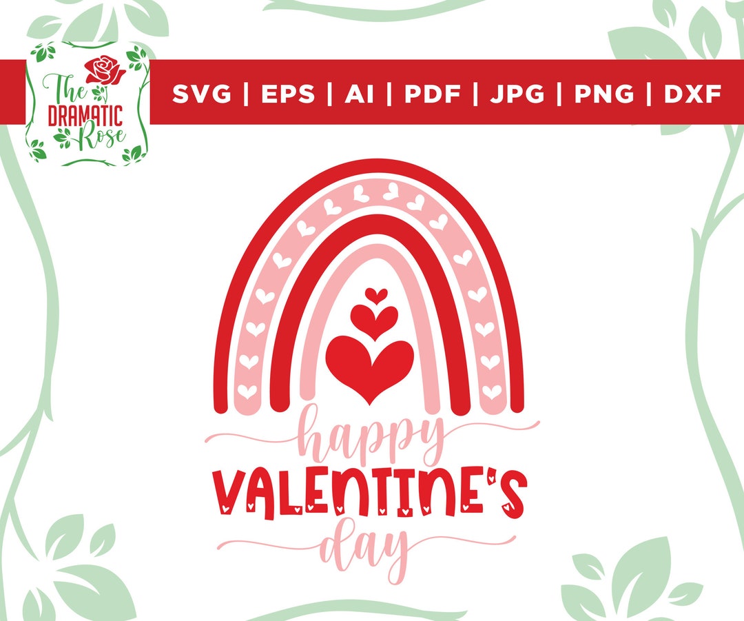 Happy Valentines Day Rainbow Svg, Heart Rainbow Svg, Valentines Svg ...