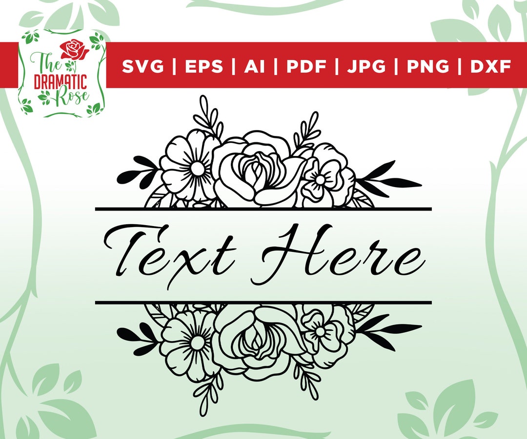 Split Floral Frame Svg, Floral Monogram Border, Floral Border Svg ...