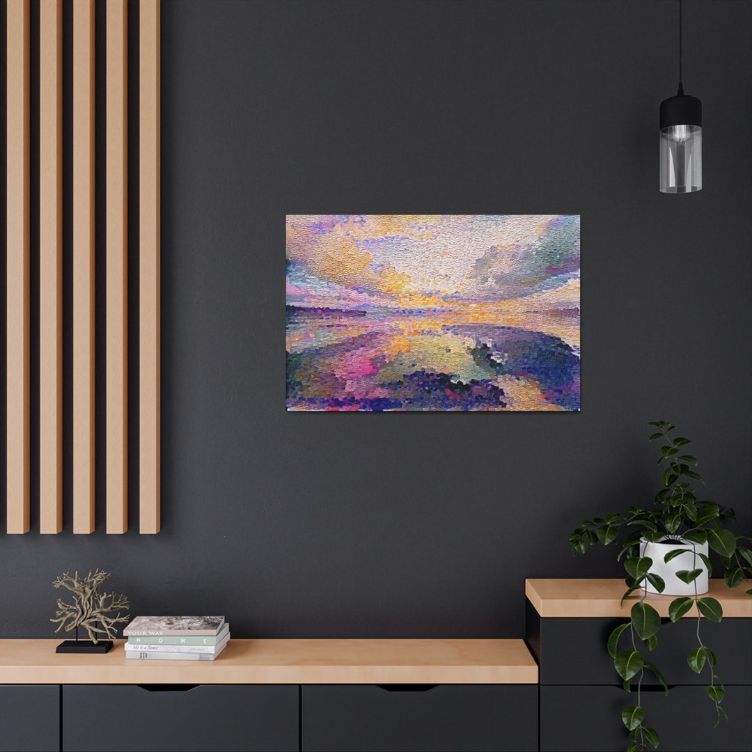 Sunset Pointillism Poster Colourful Painting Hand Made Posters - Etsy