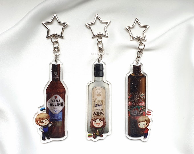 Hetalia Keychain APH Baltics Alcoholic Drink estonia, Lithuania, Latvia ...