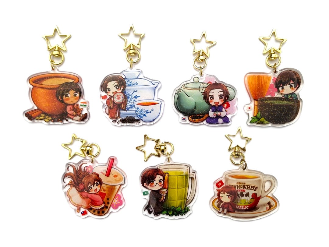 Hetalia Keychain - APH Asian Tea (china, Japan, Hong Kong, Taiwan ...