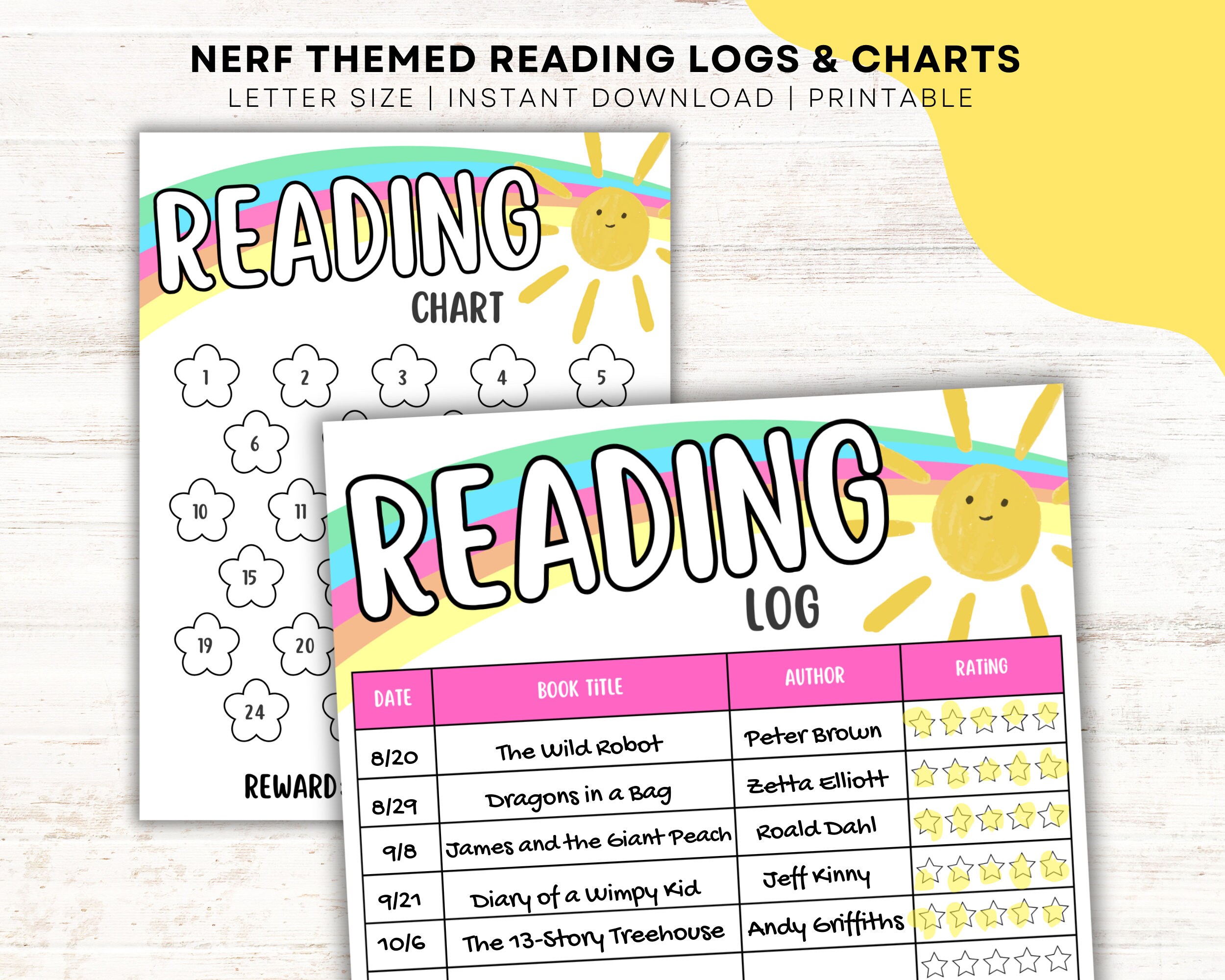 Sun Shine Kids Summer Reading Printable, Reading Log, Reading Chart ...