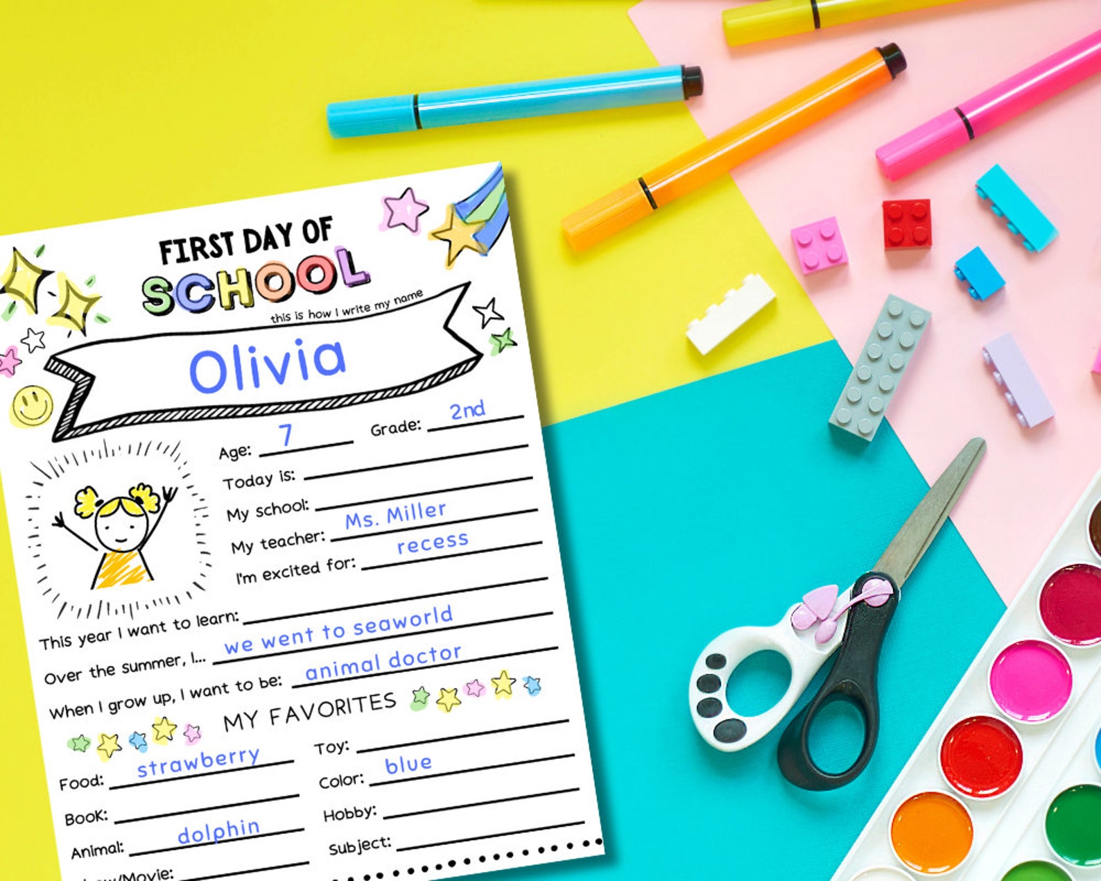 Back to School Kids Printable, First Day of School Printable, Kids ...