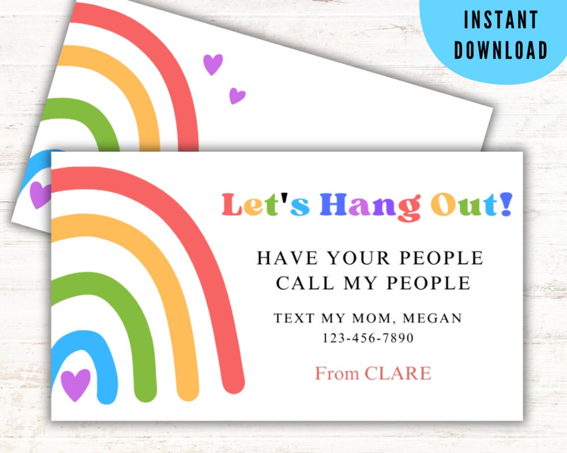 Editable Playdate Calling Card for Kid Printable, Play Date Invite ...