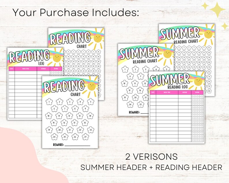Sun Shine Kids Summer Reading Printable, Reading Log, Reading Chart ...