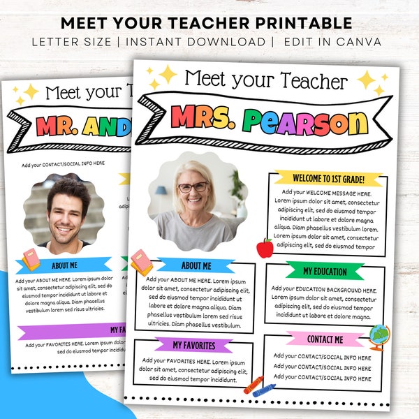 Meet the Teacher Template - Etsy