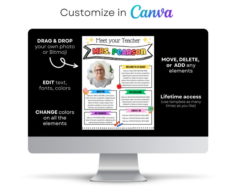 Colorful Editable Meet the Teacher Template, Back to School, Teacher ...