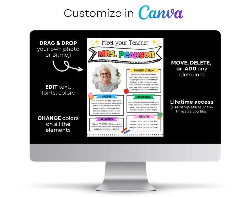 Colorful Editable Meet the Teacher Template, Back to School, Teacher ...