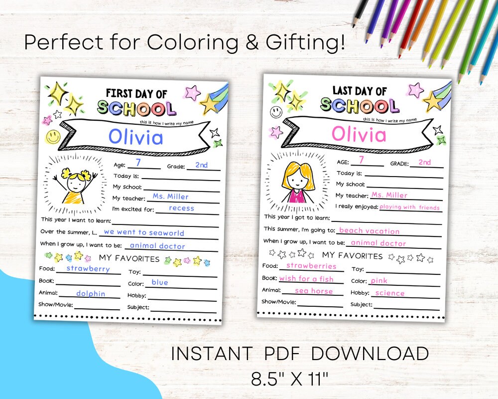 Back to School Kids Printable, First Day of School Printable, Kids ...