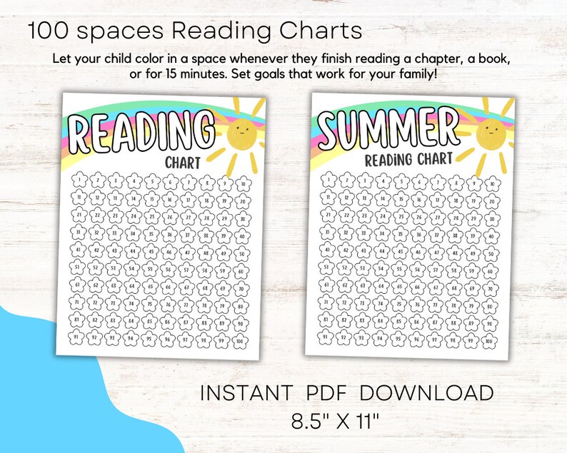 Sun Shine Kids Summer Reading Printable, Reading Log, Reading Chart ...