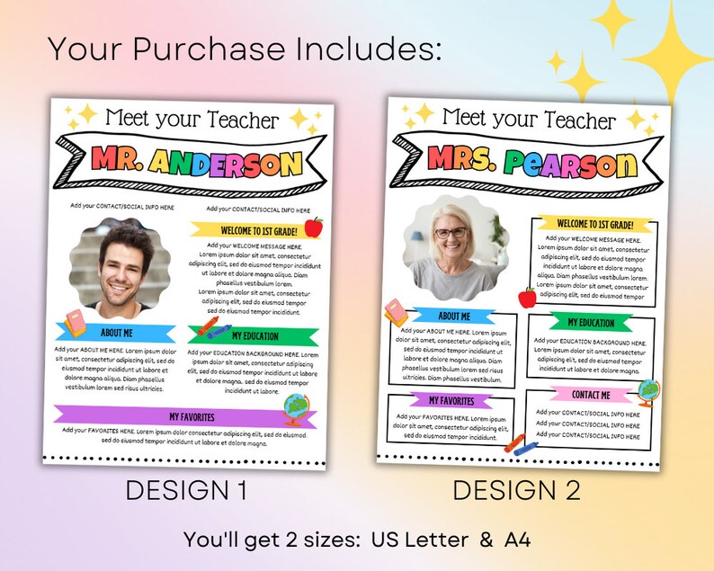 Colorful Editable Meet the Teacher Template, Back to School, Teacher ...