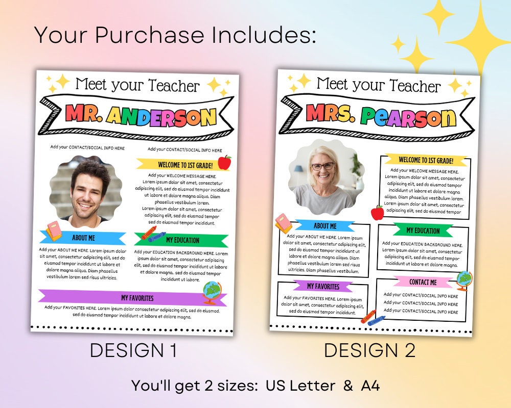 Colorful Editable Meet the Teacher Template, Back to School, Teacher ...