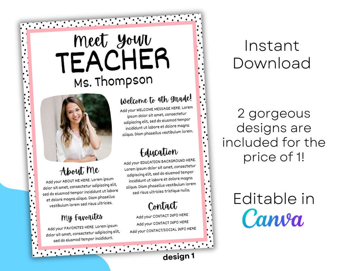 Meet the Teacher Editable Template Back to School Welcome - Etsy