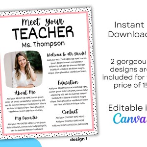 Meet the Teacher Editable Template, Back to School Welcome Letter ...