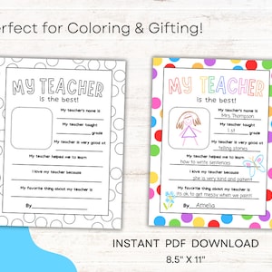 Personal Teacher Appreciation Gift, Printable Teacher Thank You, End of ...