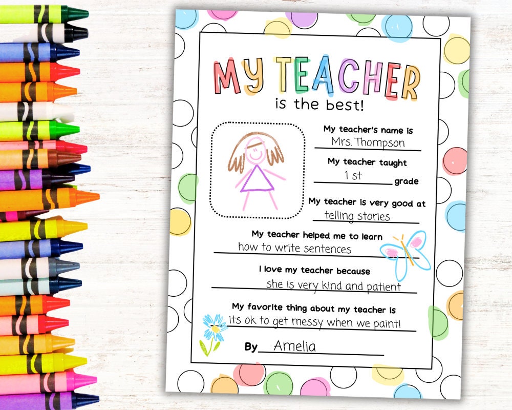 Personal Teacher Appreciation Gift, Printable Teacher Thank You, End of ...