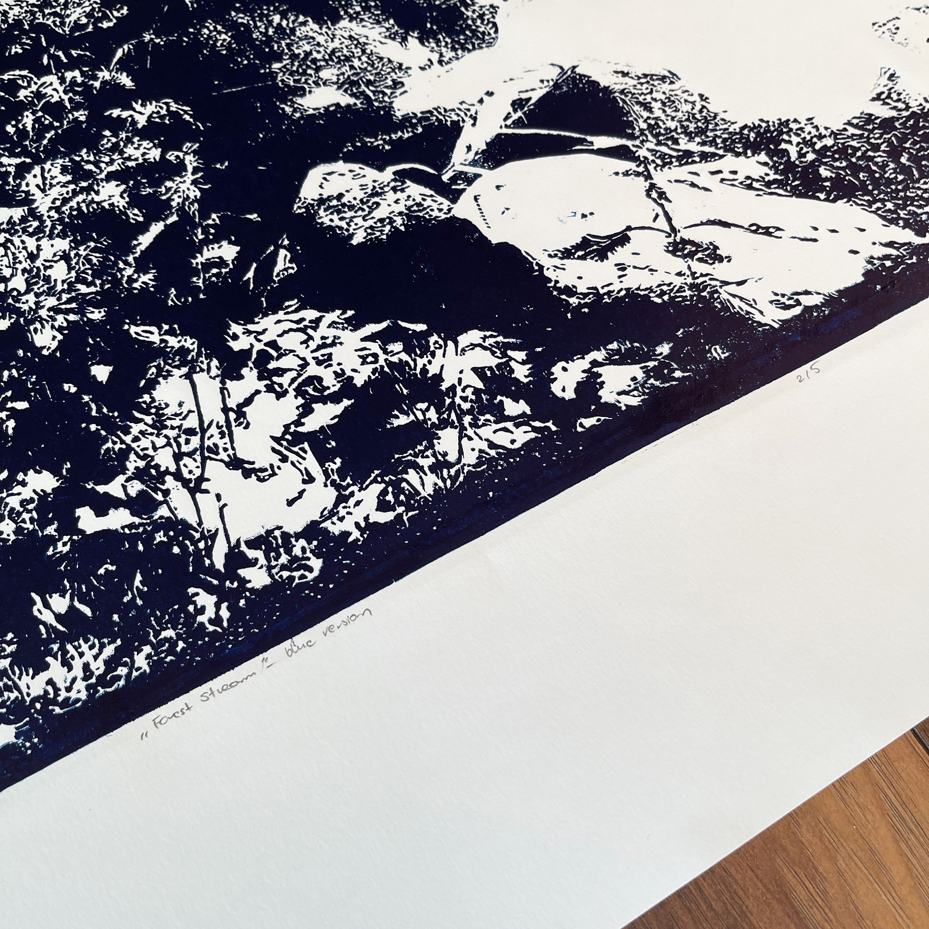 Linocut Forest Stream | Linocut Print Large | Lino Print | 22.44 X 31. ...