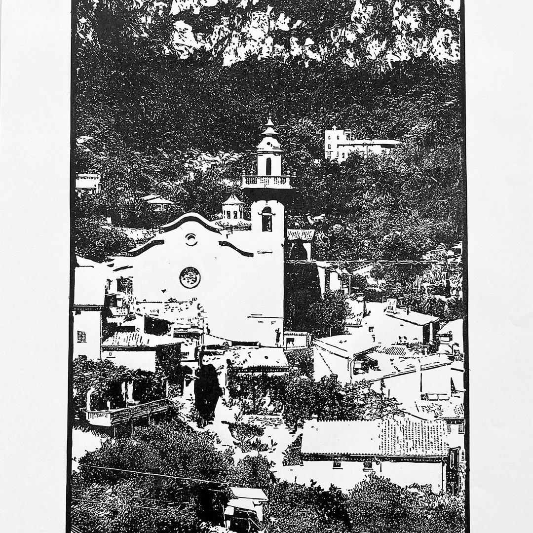Landscape Art, Linocut Print, Mountain Art, Mallorca Print ...