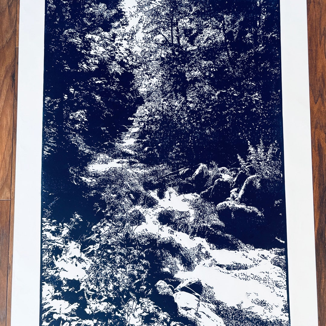 Linocut Forest Stream Linocut Print Large Lino Print 22.44 X 31.98 Inch ...