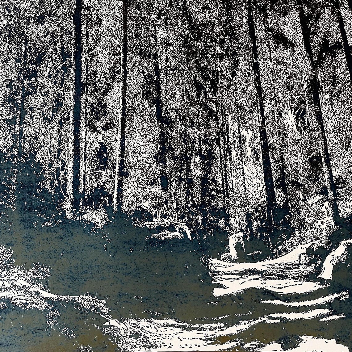 Forest Road Linocut Print | Large Black & White Landscape Art - Etsy
