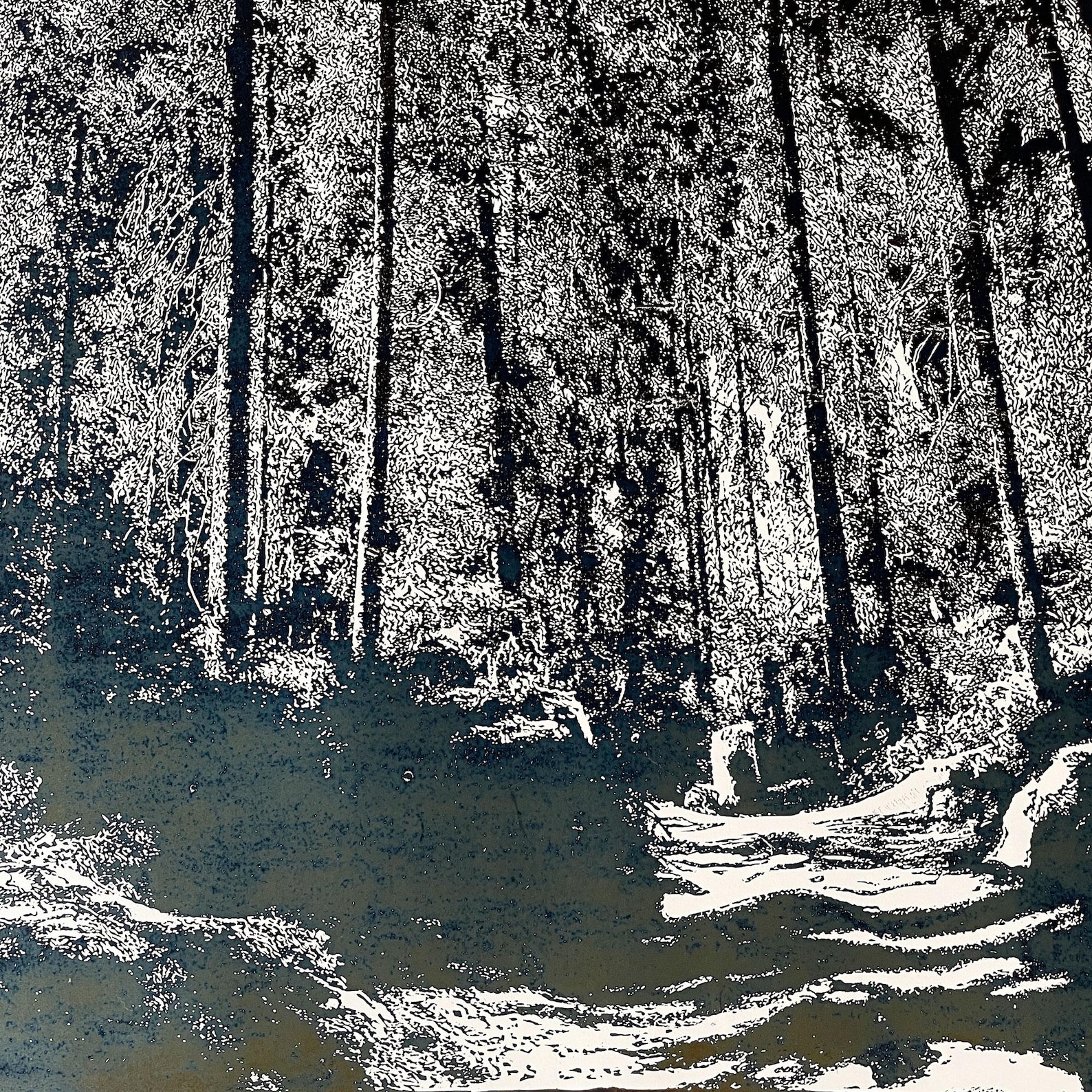 Special Linocut Forest Road | Large Print Nature | Lino Print | Wall ...