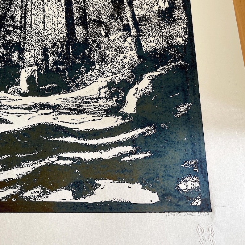 Forest Road Linocut Print | Large Black & White Landscape Art - Etsy