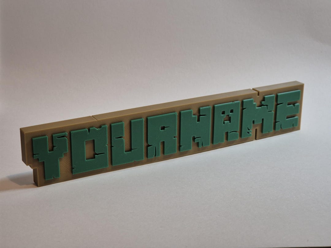 Personalised Minecraft Desk Sign 3D Printed Name Plaque in Cool ...