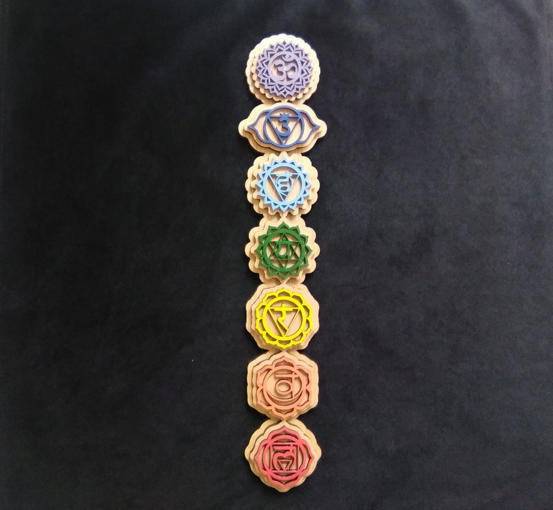 7 Wooden Chakras, Wooden Wall Decoration, Interior Decoration, Wall ...