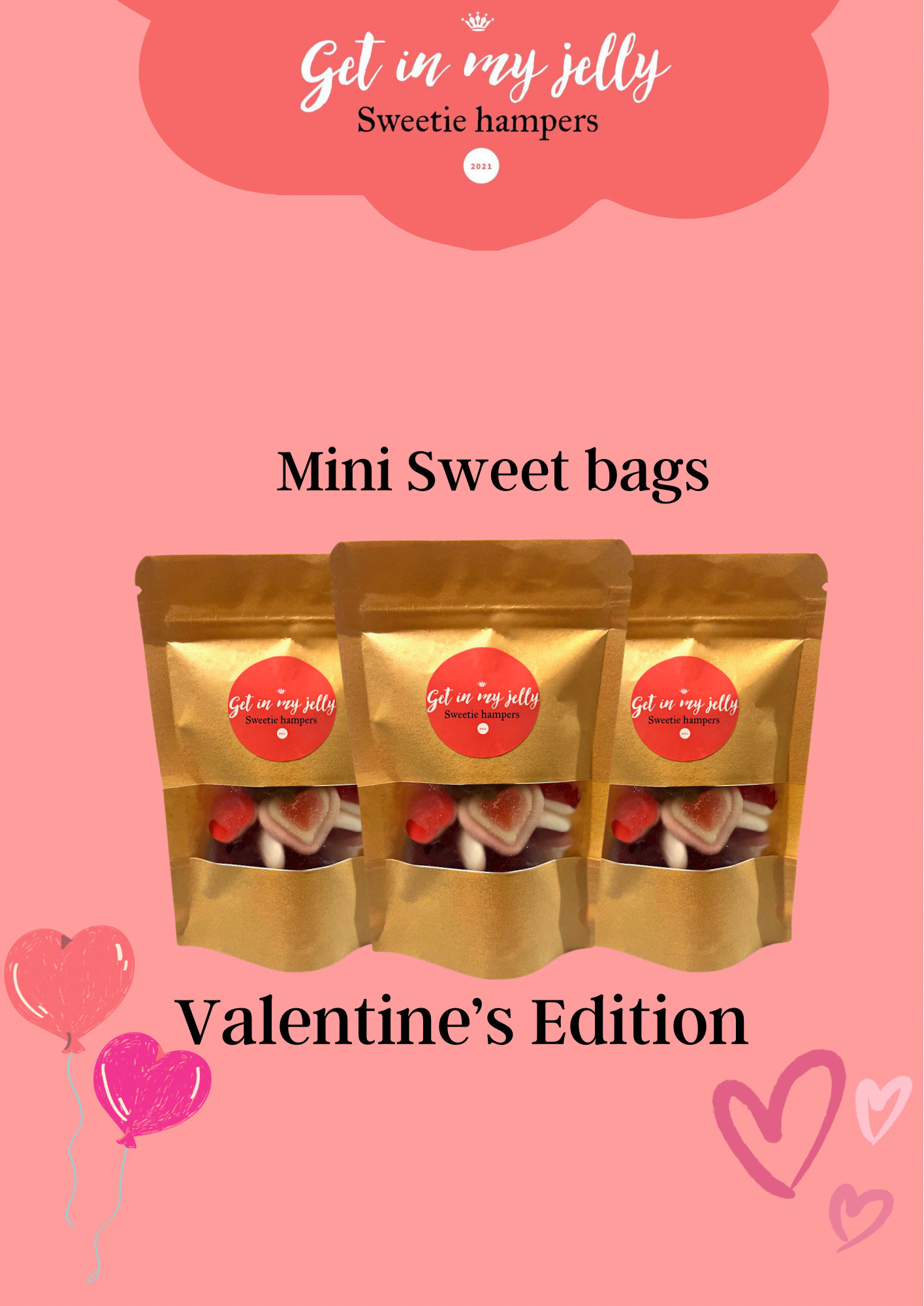 Valentine’s Day Pick and Mix 1kg, 500g Sweet Bag or Sweet Letter Box ...