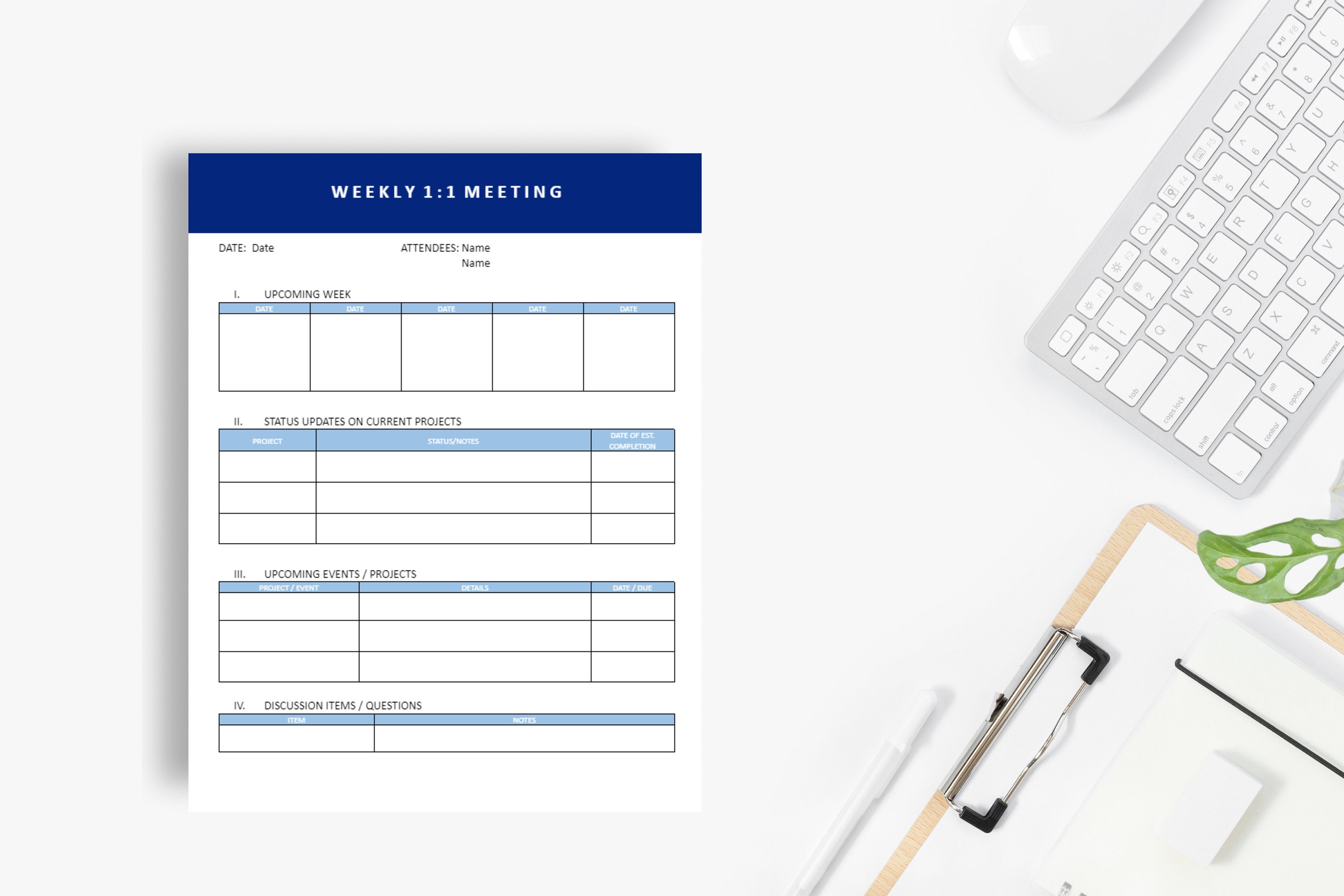 One-on-one Meeting Agenda Google Docs Form, Weekly Check-in Form ...