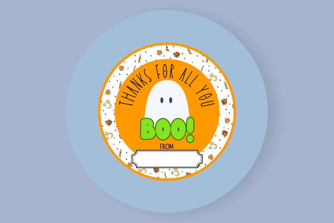 Halloween Gift Tags, Printable Halloween Tags, Thanks for All You Boo ...