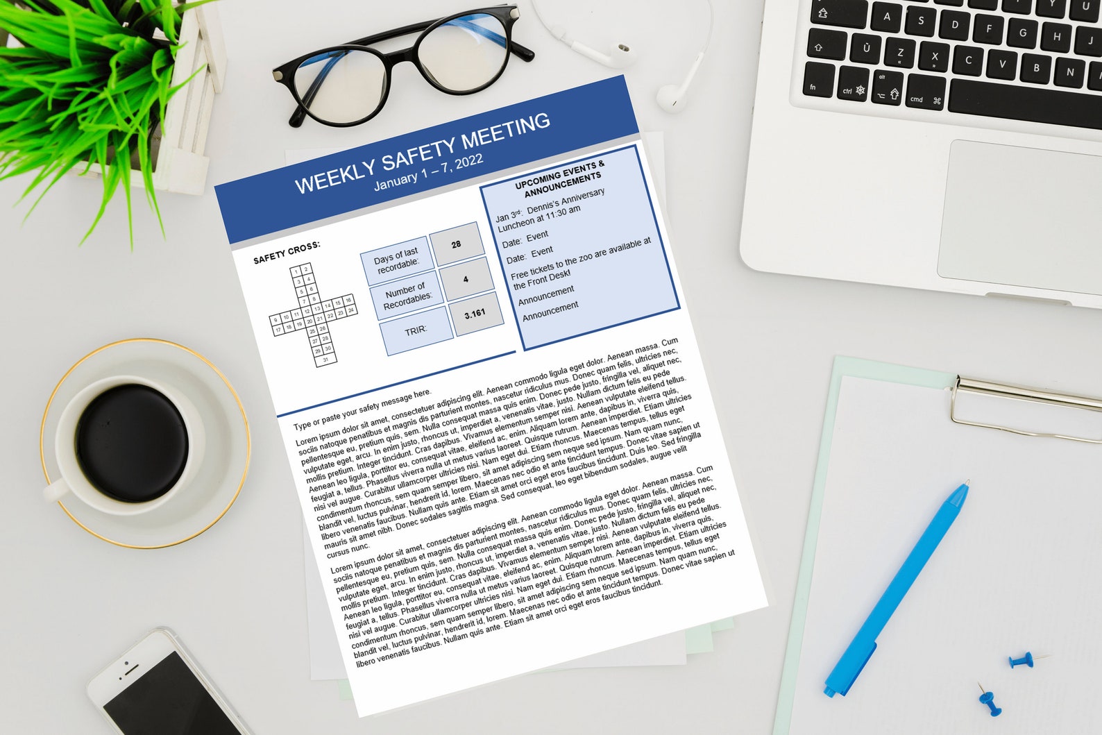 Safety Meeting Form - Pre-shift Safety Meeting Form - 4 Safety Topics ...