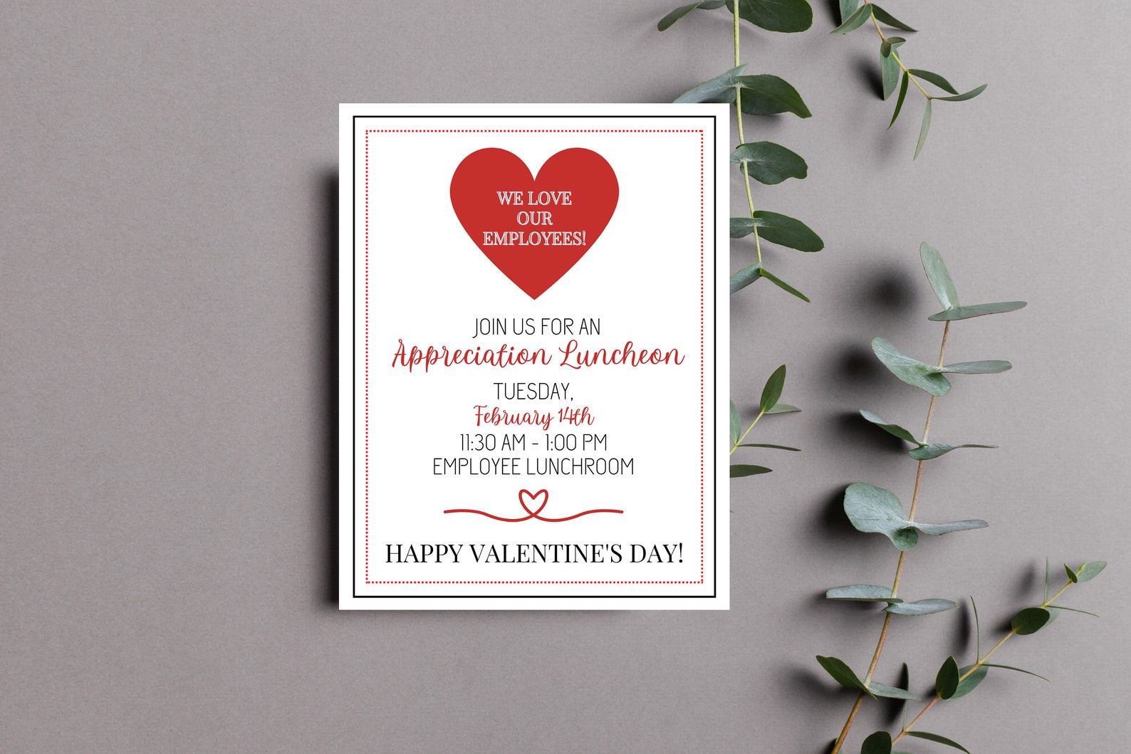 Employee Appreciation Luncheon Flyer for Valentine's Day, Editable ...
