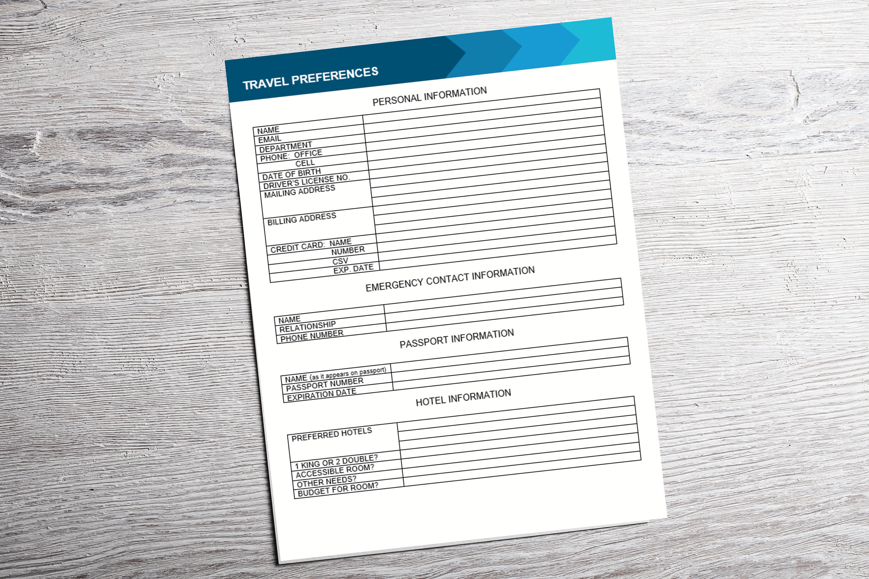 Travel Preferences Google Doc Form, Forms for Administrative Assistants ...