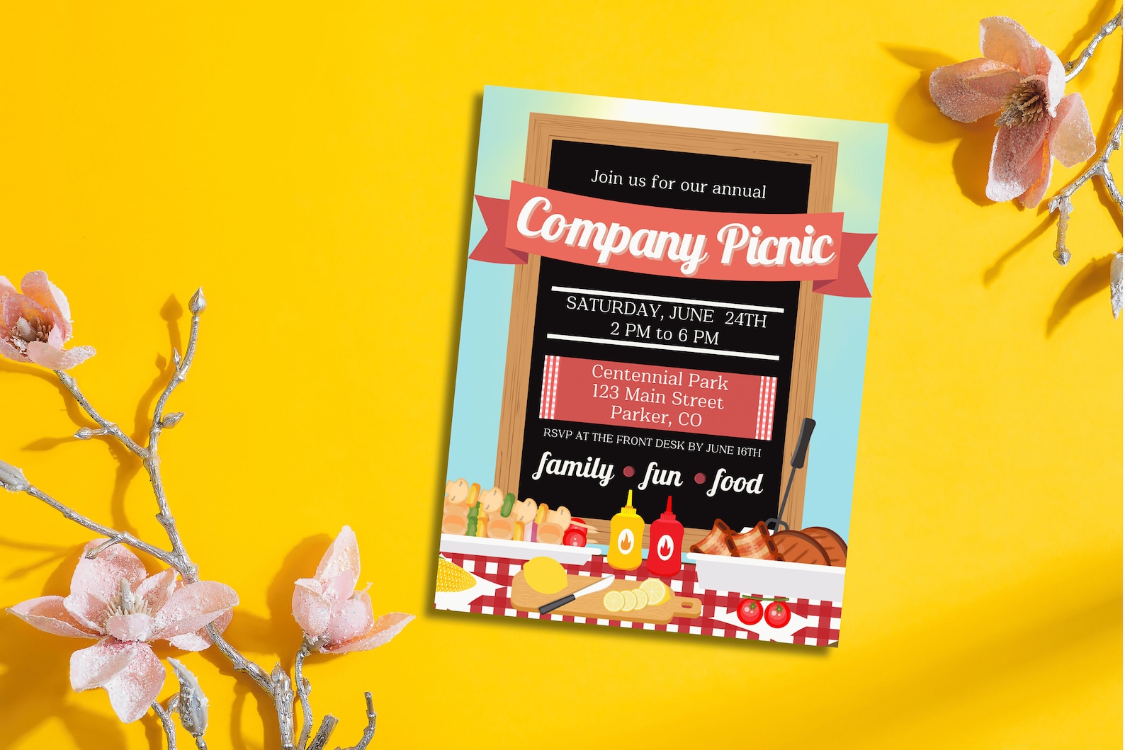 Summer Picnic Flyer, Editable Summer BBQ Flyer, Company Picnic Poster ...