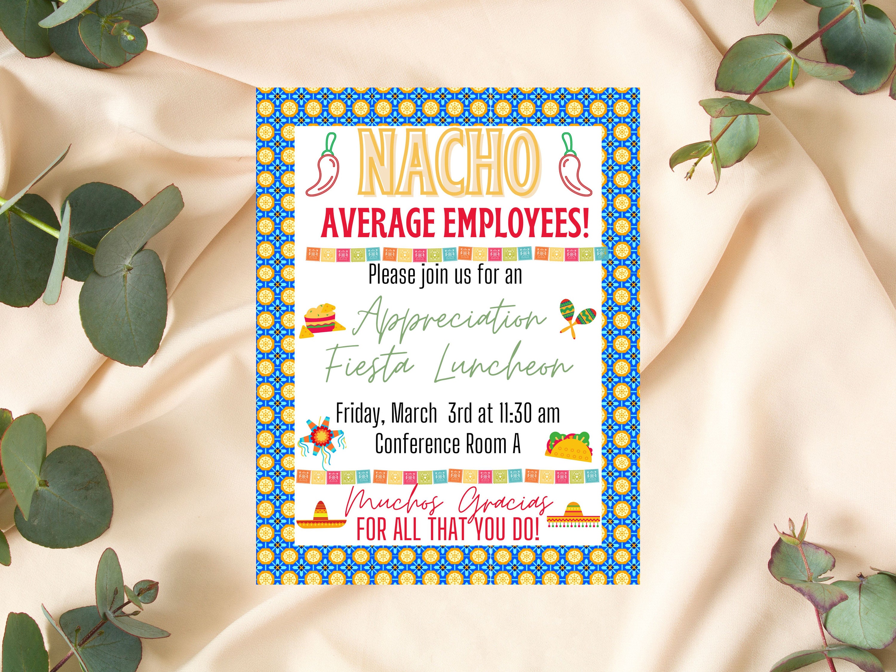 Editable Fiesta Luncheon Flyer | Employee Appreciation Lunch Flyer ...