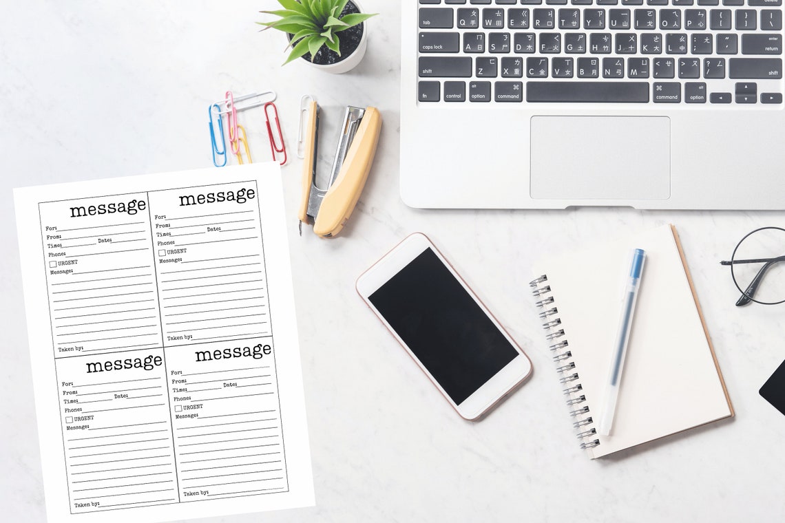 Printable Message Form, Missed Call PDF, Phone Message Memo Template ...