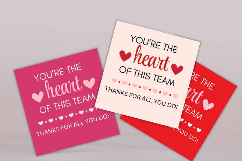 Printable Valentine Cards | "you're the Heart of the Team" | Coworker ...