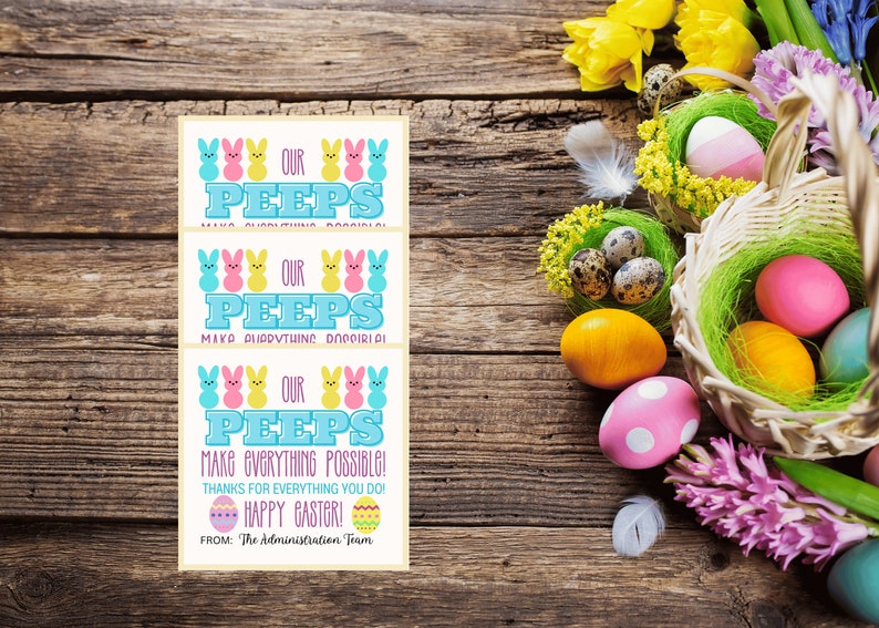 Editable Easter Peeps Gift Tags, Employee Appreciation Gift Tags ...