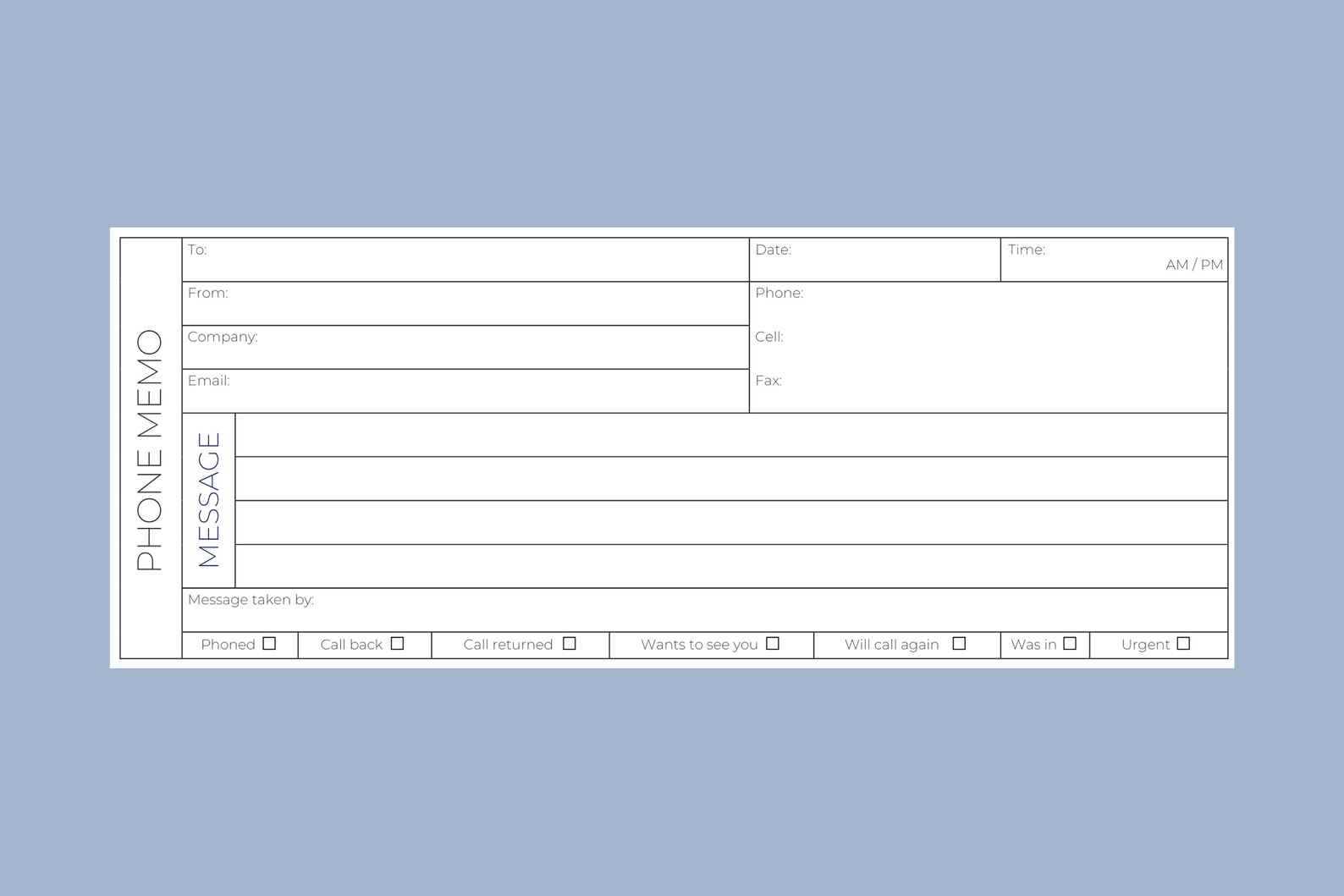 Printable Phone Memo Message Template, Missed Call Message Form ...