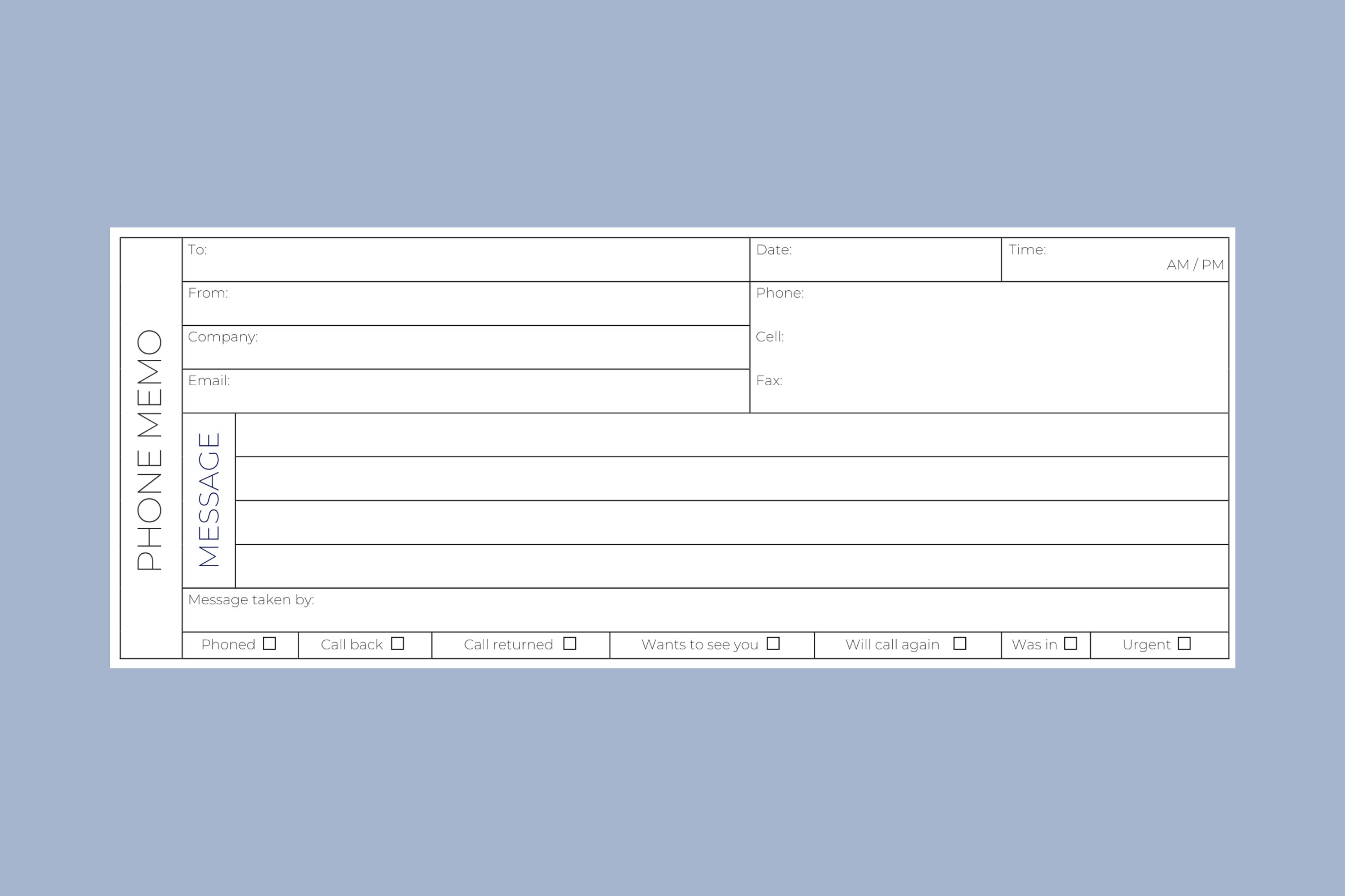 Printable Phone Memo Message Template, Missed Call Message Form ...