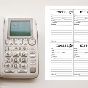 Printable Message Form, Missed Call PDF, Phone Message Memo Template ...