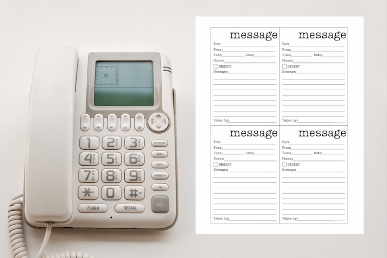 Printable Message Form, Missed Call PDF, Phone Message Memo Template ...