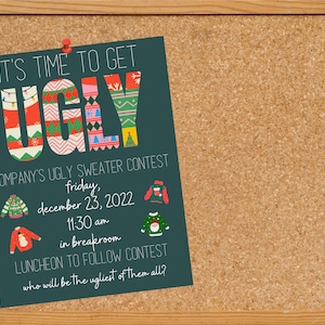 Editable Ugly Christmas Sweater Contest Flyer - Etsy